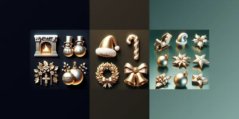Luxurious Christmas Ui Icons DALL·E Prompt | PromptBase