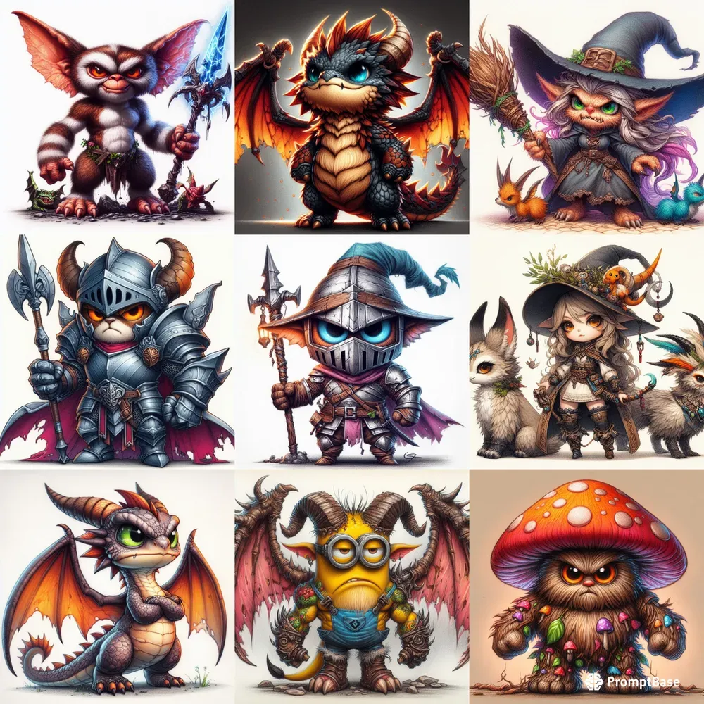 Cute Fantasy Mmo RPG Characters DALL·E Prompt | PromptBase
