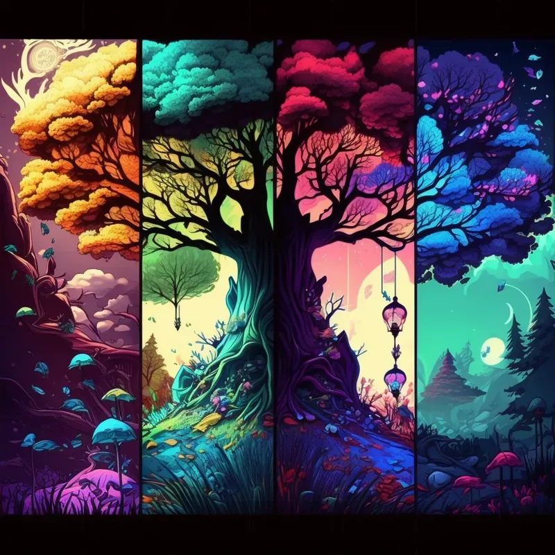 Vibrant Multi-panel Wall Art Midjourney Prompt | PromptBase