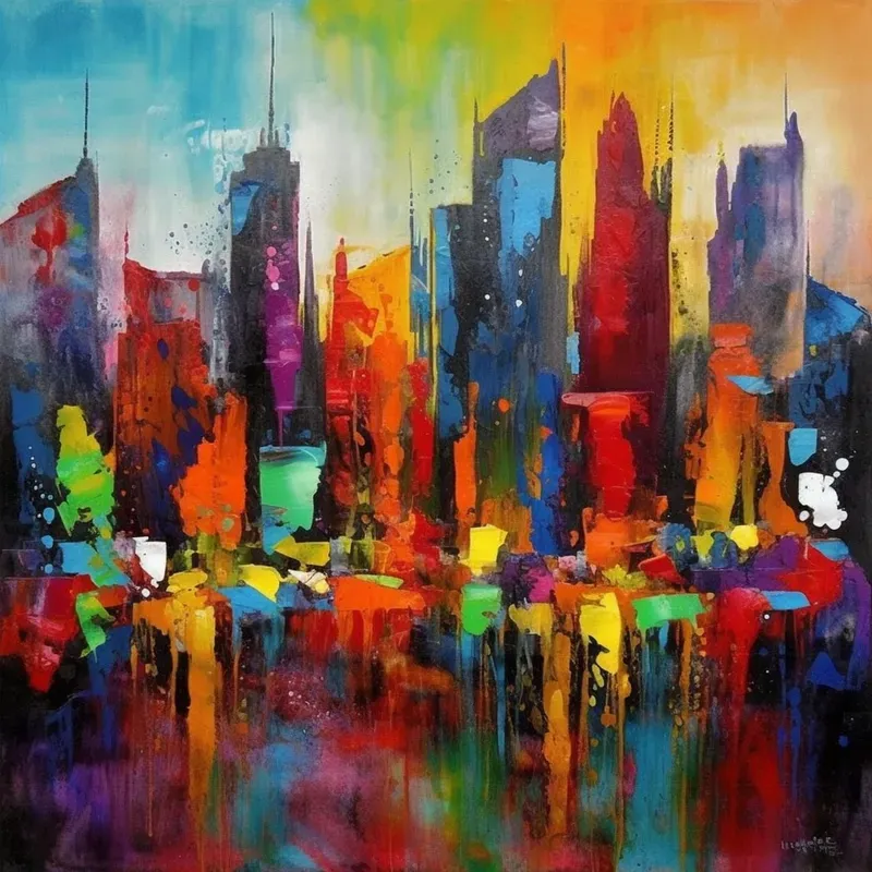 Vibrant Abstract Art Pieces Midjourney Prompt | PromptBase