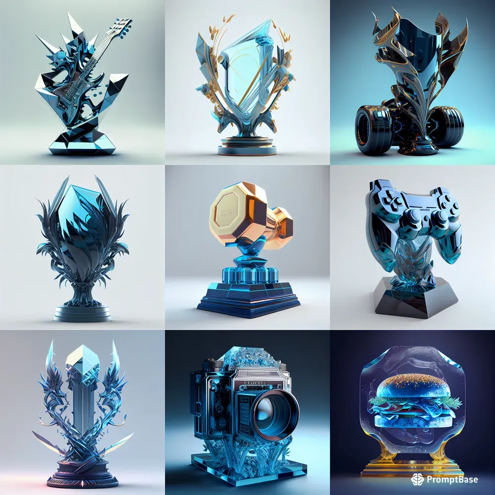 Futuristic Modern Award Trophies Midjourney Prompt | PromptBase