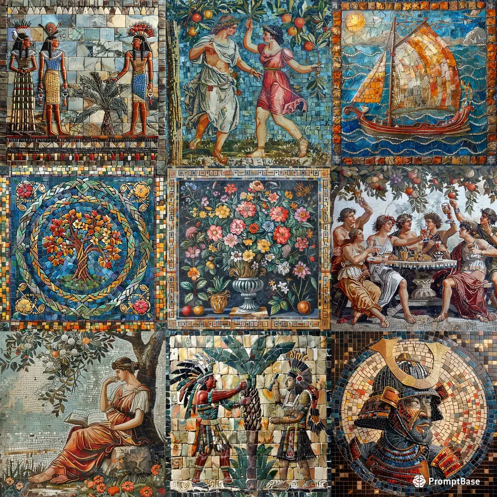 Ancient Roman Mosaics Midjourney Prompt | PromptBase