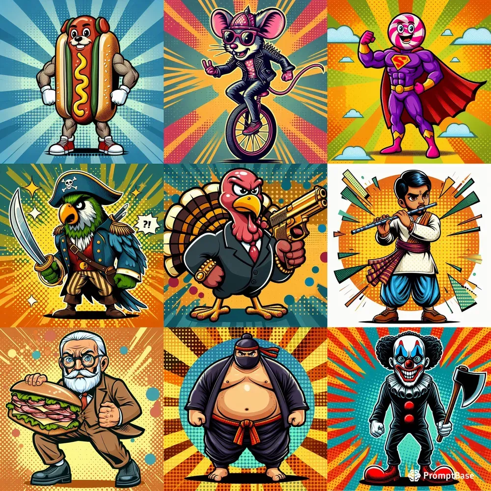 Pop Art Comic Characters DALL·E Prompt | PromptBase