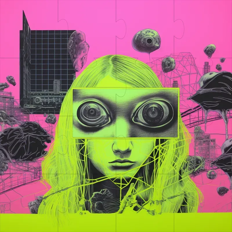 Cyberdelic Collage Art Midjourney Prompt | PromptBase