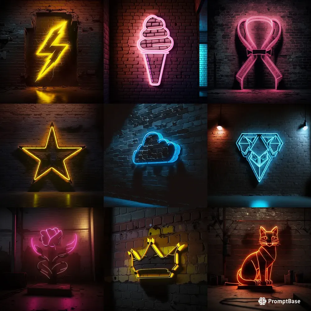 Neon Simple Designs Midjourney Prompt | PromptBase
