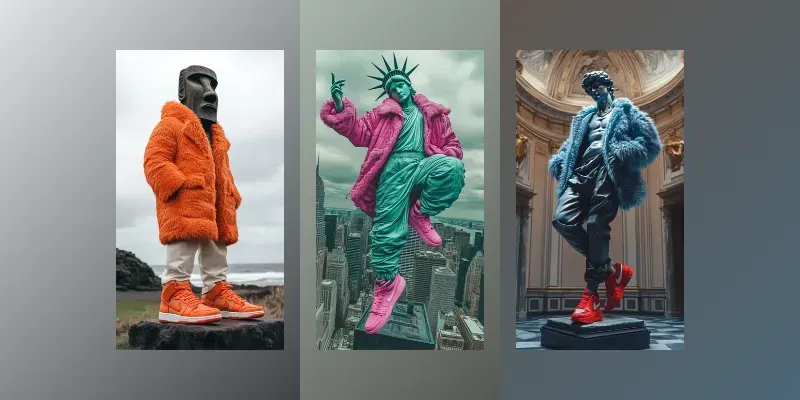 Iconic Statues Fashion Poses Midjourney Prompt | PromptBase