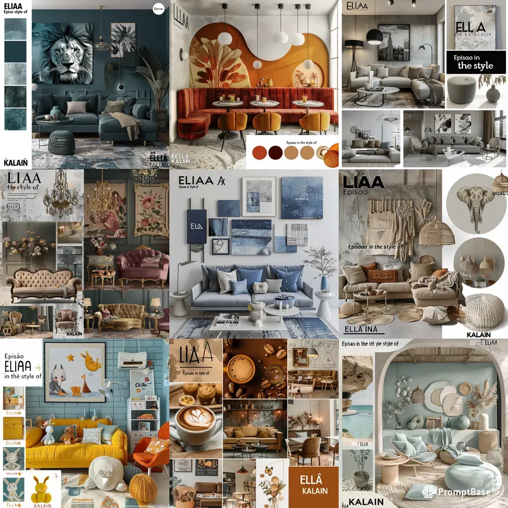 Moodboards For The Interior Designs Midjourney Prompt | PromptBase