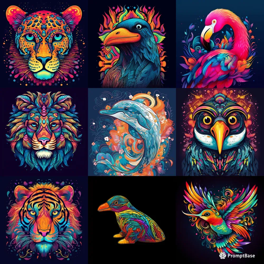 Psychedelic Animal Art Midjourney Prompt | PromptBase
