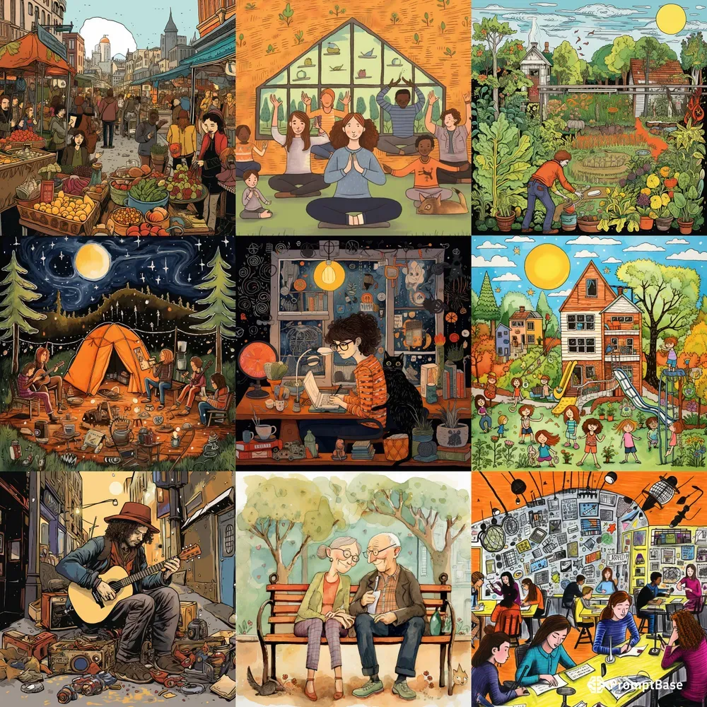 Lives In Everyday Colors Midjourney Prompt | PromptBase