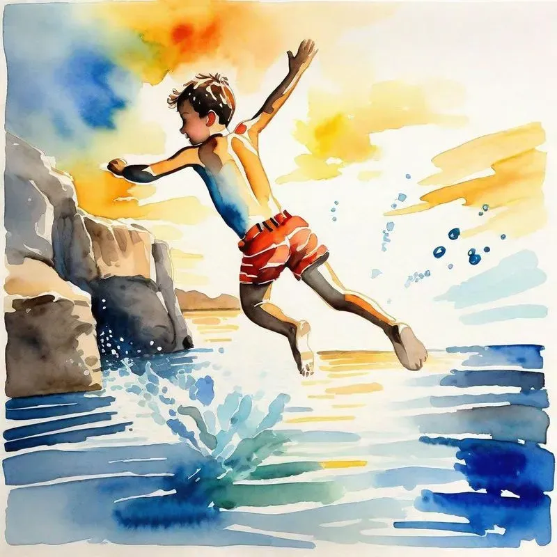 Watercolor Diving Paintings Stable Diffusion Prompt | PromptBase