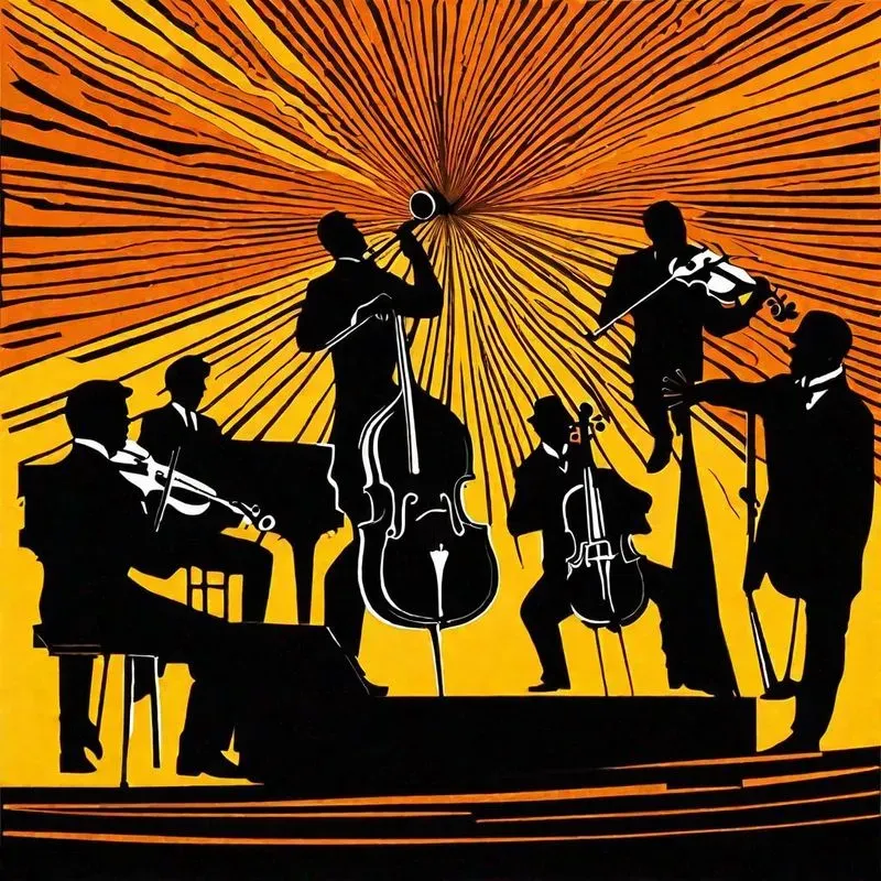 Linocut Printmaking Silhouettes Stable Diffusion Prompt | PromptBase