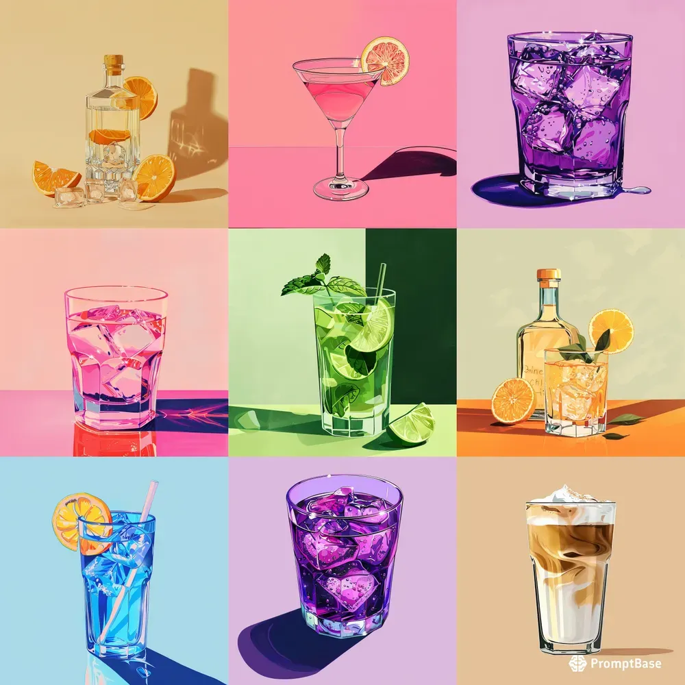 Stylish Drinks Art Prints Midjourney Prompt | PromptBase