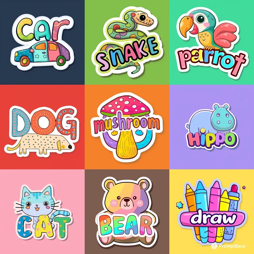 Cute Children Stickers Midjourney Prompt | PromptBase