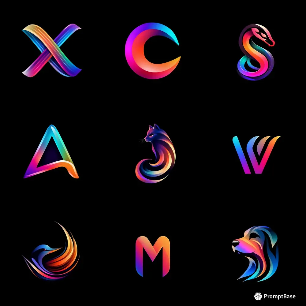 Color Gradient Vector Logos Midjourney Prompt | PromptBase