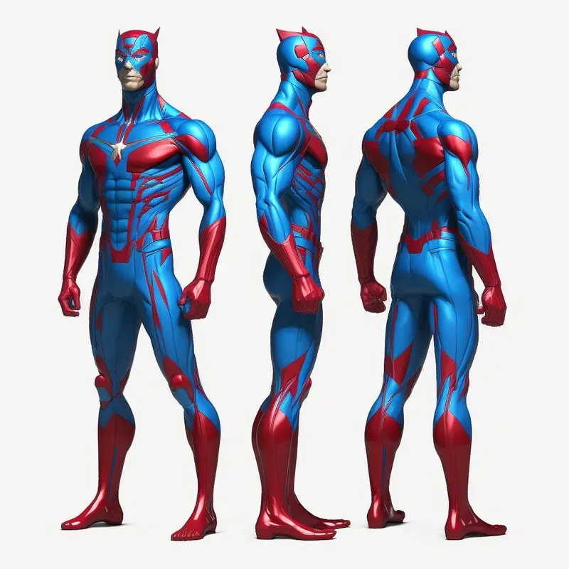 Superhero Character Model Sheets Midjourney Prompt | PromptBase