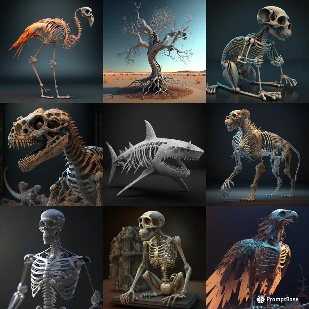 Realistic Skeletons -3D Midjourney Prompt | PromptBase