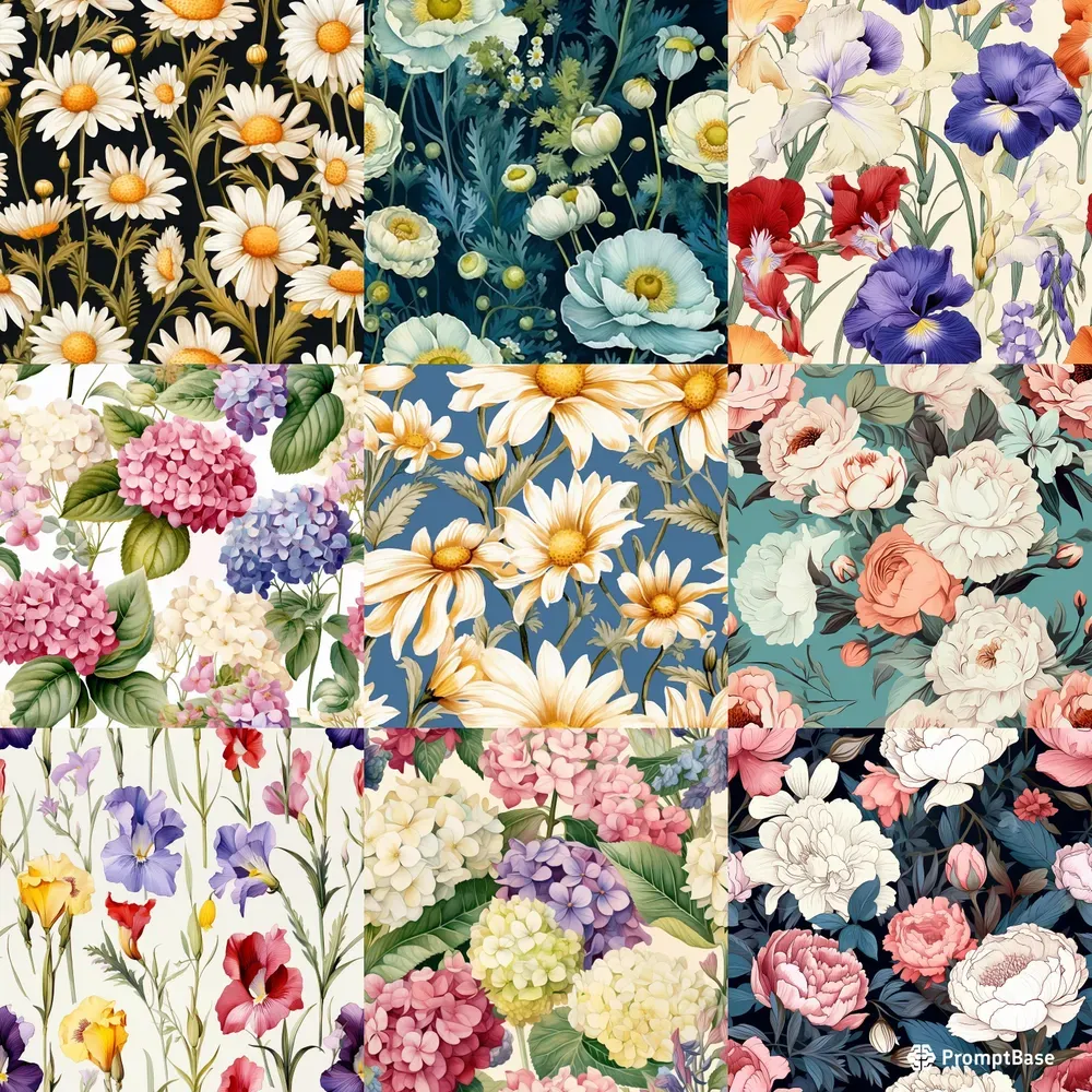 Repeating Floral Pattern Wallpapers Midjourney Prompt | PromptBase