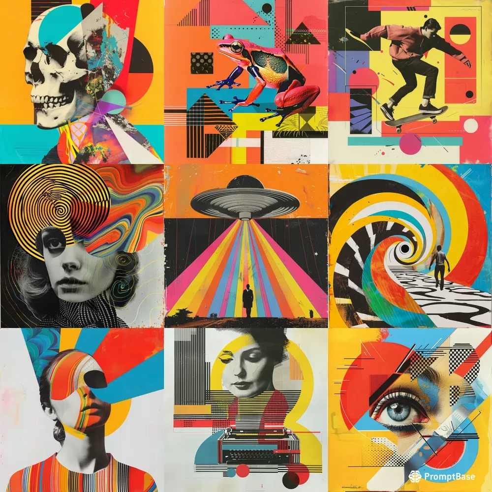 Crazy Colorful Collages Midjourney Prompt | PromptBase