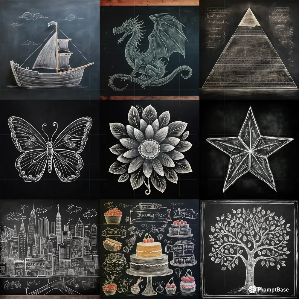 Simple Chalkboard Art Midjourney Prompt | PromptBase