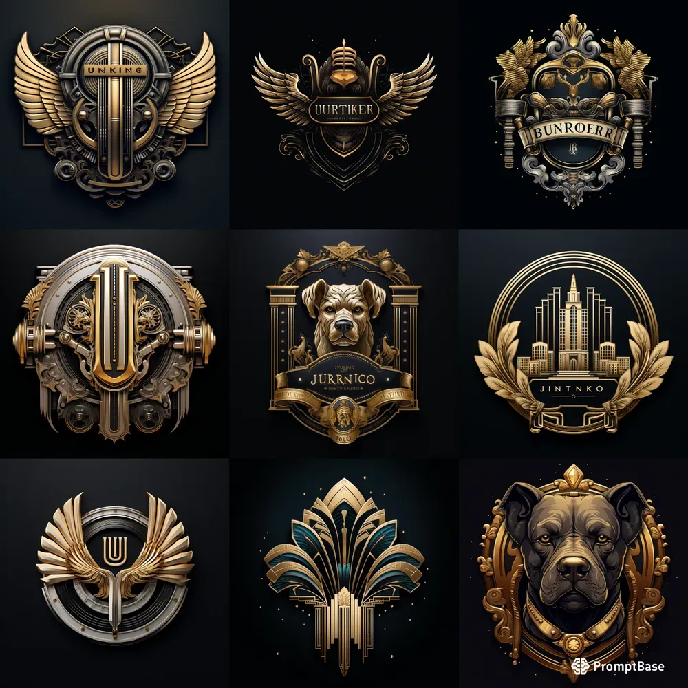 Art Deco Glamourabstract Logos Elevate Midjourney Prompt | PromptBase