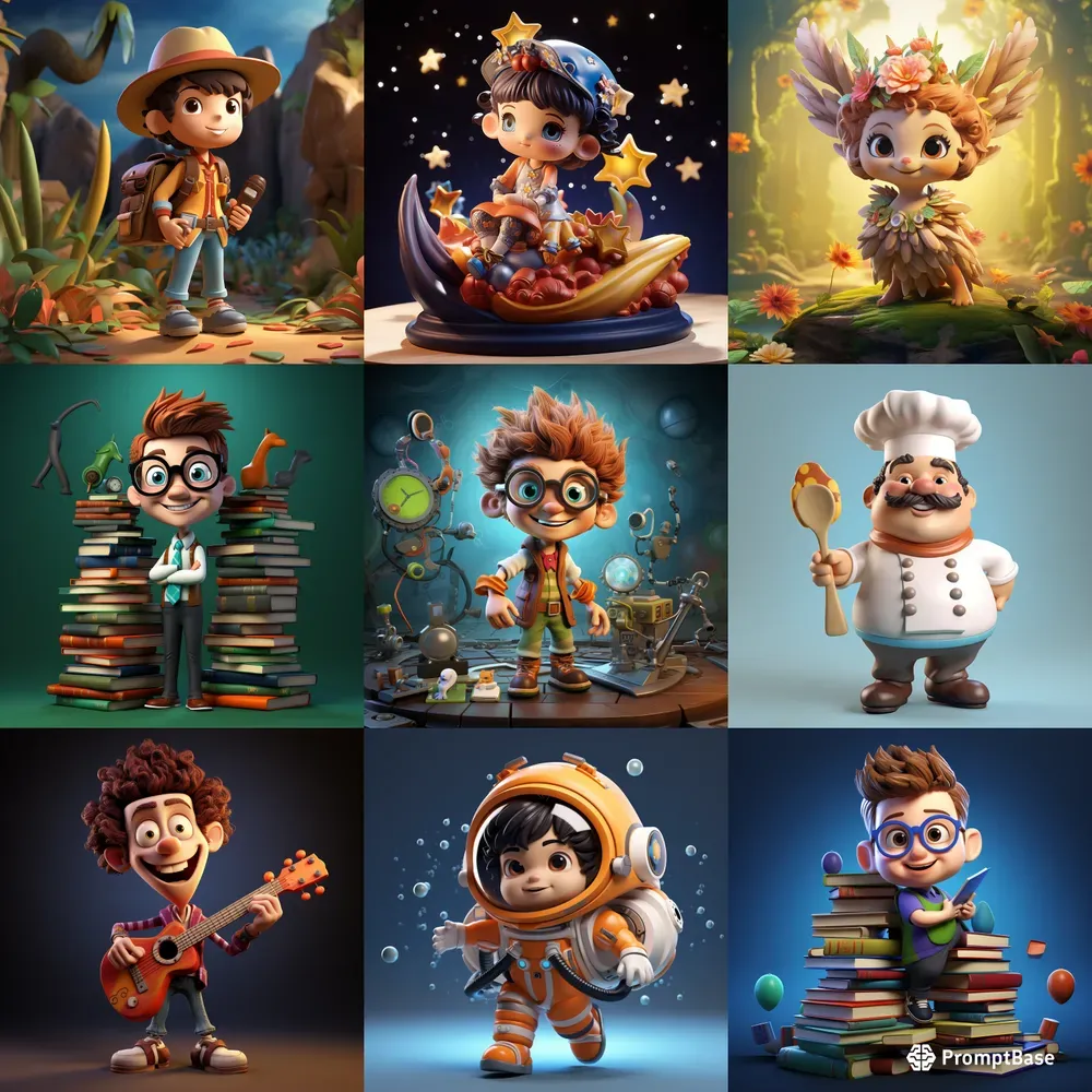Cartoon Style 3D Characters Midjourney Prompt | PromptBase