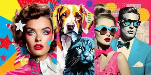 Pop Art Portrait Collages Midjourney Prompt | PromptBase