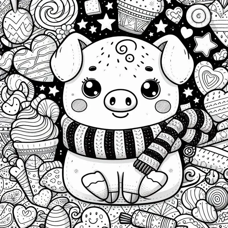 Cozy Cute Animal Coloring Pages For Kids DALL·E Prompt | PromptBase