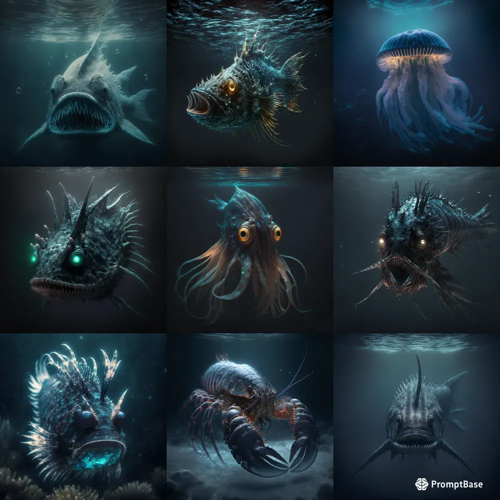 Prehistoric Deepsea Creatures Midjourney Prompt | PromptBase