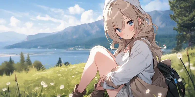 Anime Girl In Nature Photographs Midjourney Prompt | PromptBase