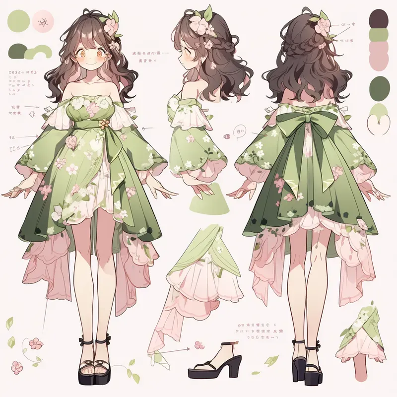 Anime Girl Character Reference Sheets Midjourney Prompt | PromptBase