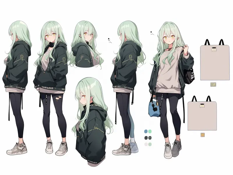 Anime Girl Character Reference Sheets Midjourney Prompt | PromptBase