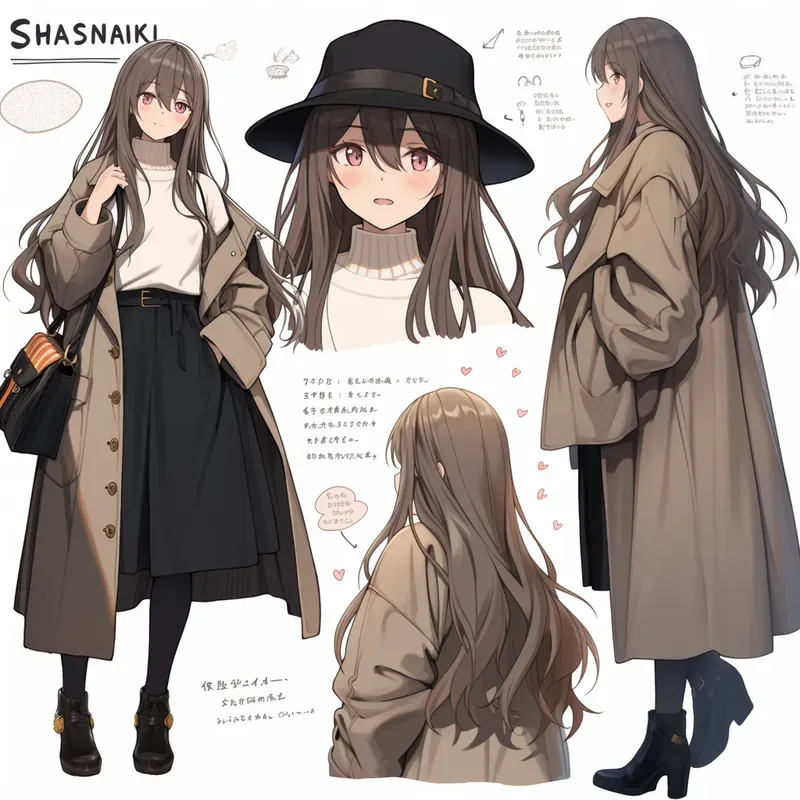 Anime Girl Character Reference Sheets Midjourney Prompt | PromptBase