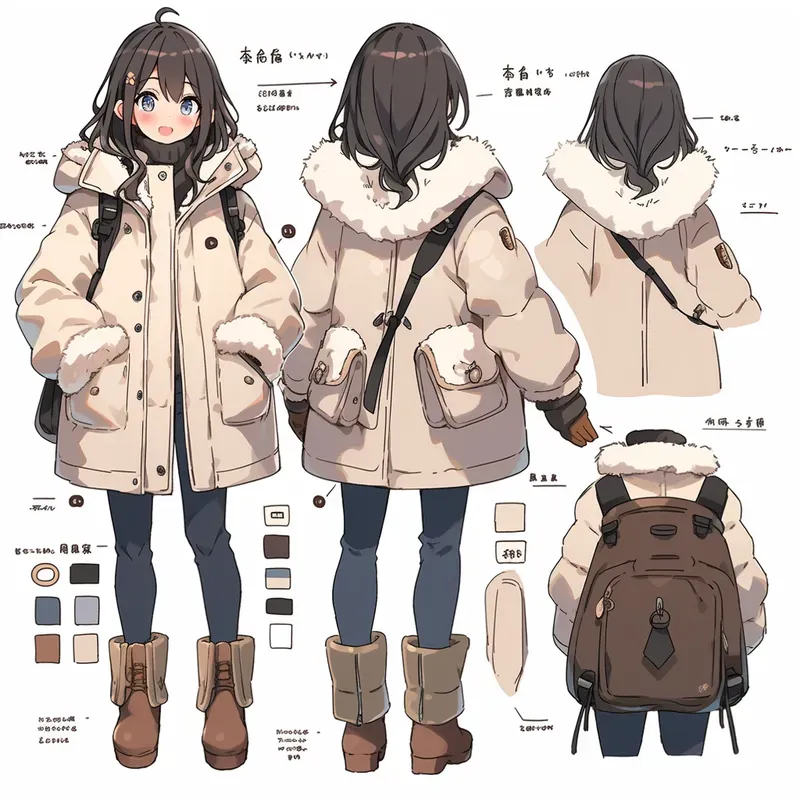 Anime Girl Character Reference Sheets Midjourney Prompt | PromptBase