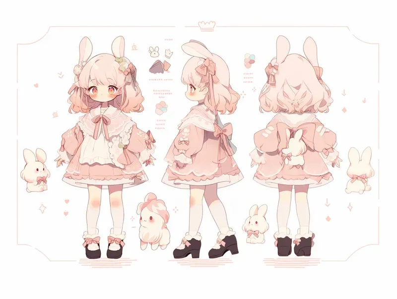 Anime Girl Character Reference Sheets Midjourney Prompt Promptbase