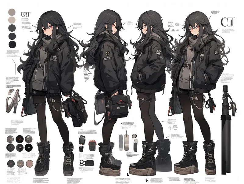 Anime Girl Character Reference Sheets Midjourney Prompt | PromptBase