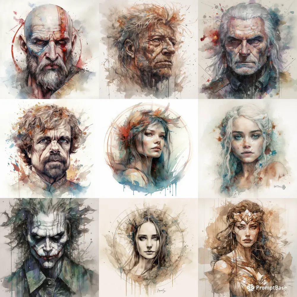 Hyper Detailed Portraits Ink Art Style Midjourney Prompt | PromptBase