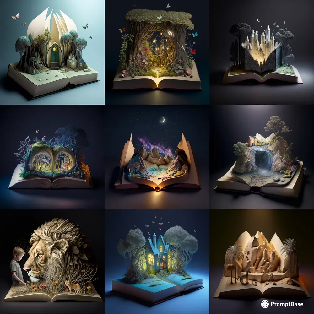 Magical Open Book Illustrations Midjourney Prompt | PromptBase