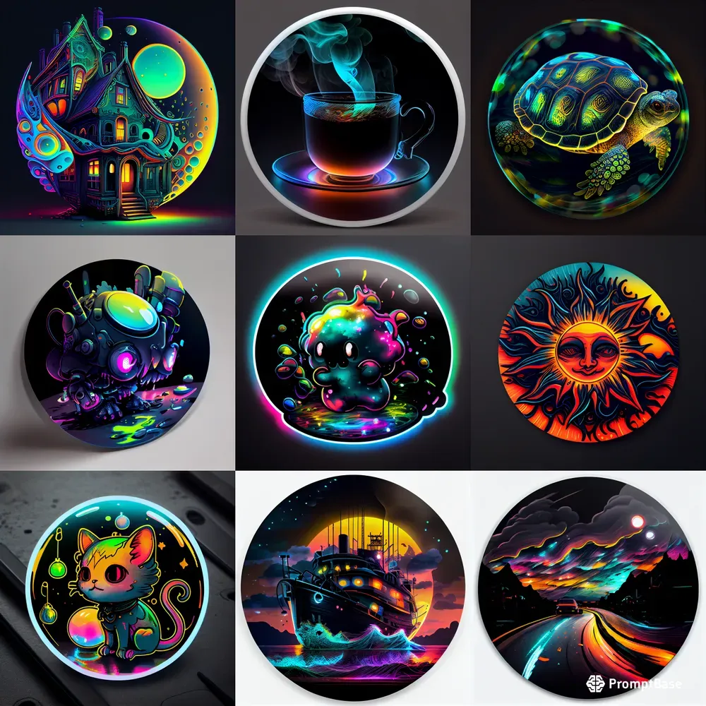 Psychedelic Sticker Logos Midjourney Prompt | PromptBase