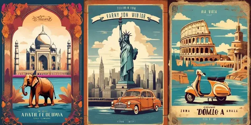Vintage Travel Poster Vector Designs Leonardo Ai Prompt | PromptBase