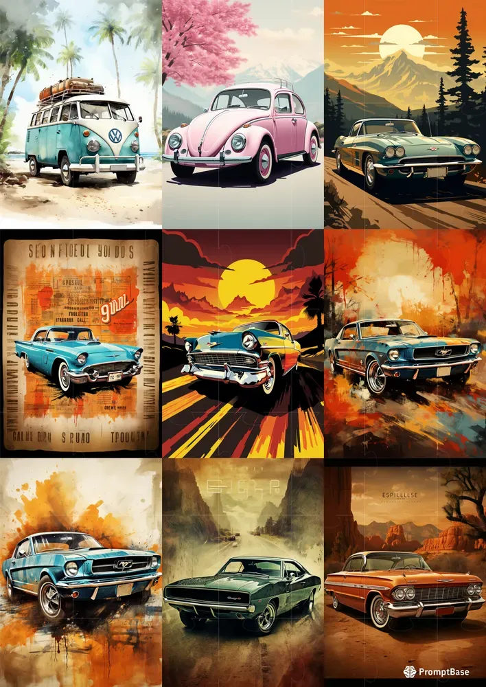 Vintage Car Posters Midjourney Prompt | PromptBase