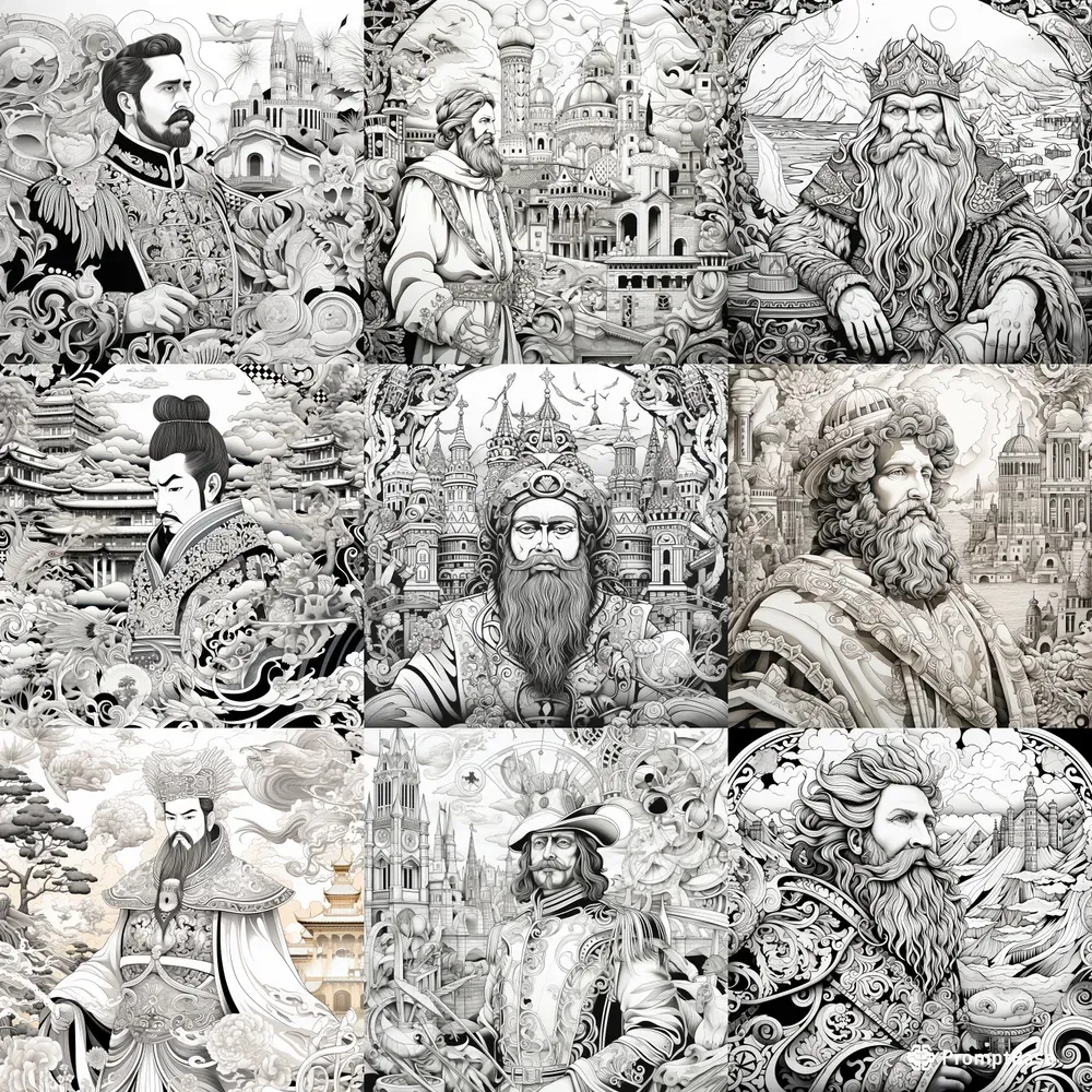 Coloring Books Rulers Of The World Midjourney Prompt | PromptBase