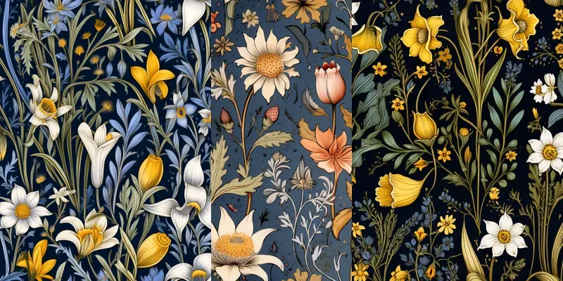 Medieval Style Seamless Floral Patterns Midjourney Prompt | PromptBase