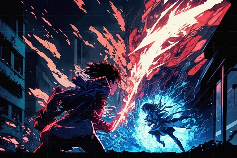 Epic Anime Battle Scenes Midjourney Prompt | PromptBase