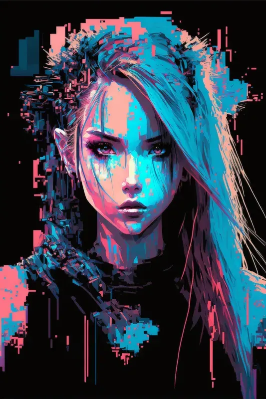 Characters Scattering Into Pixel Art Chaos Midjourney Prompt | PromptBase