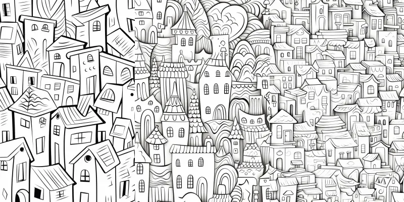 House Pattern Coloring Pages Midjourney Prompt | PromptBase