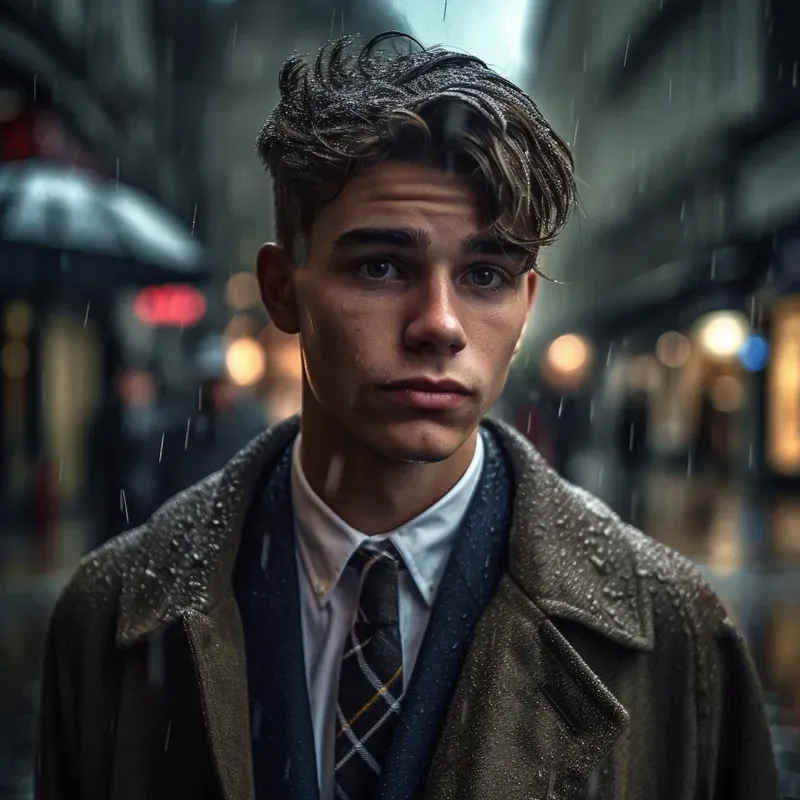 Realistic Portraits In The Rain Midjourney Prompt | PromptBase