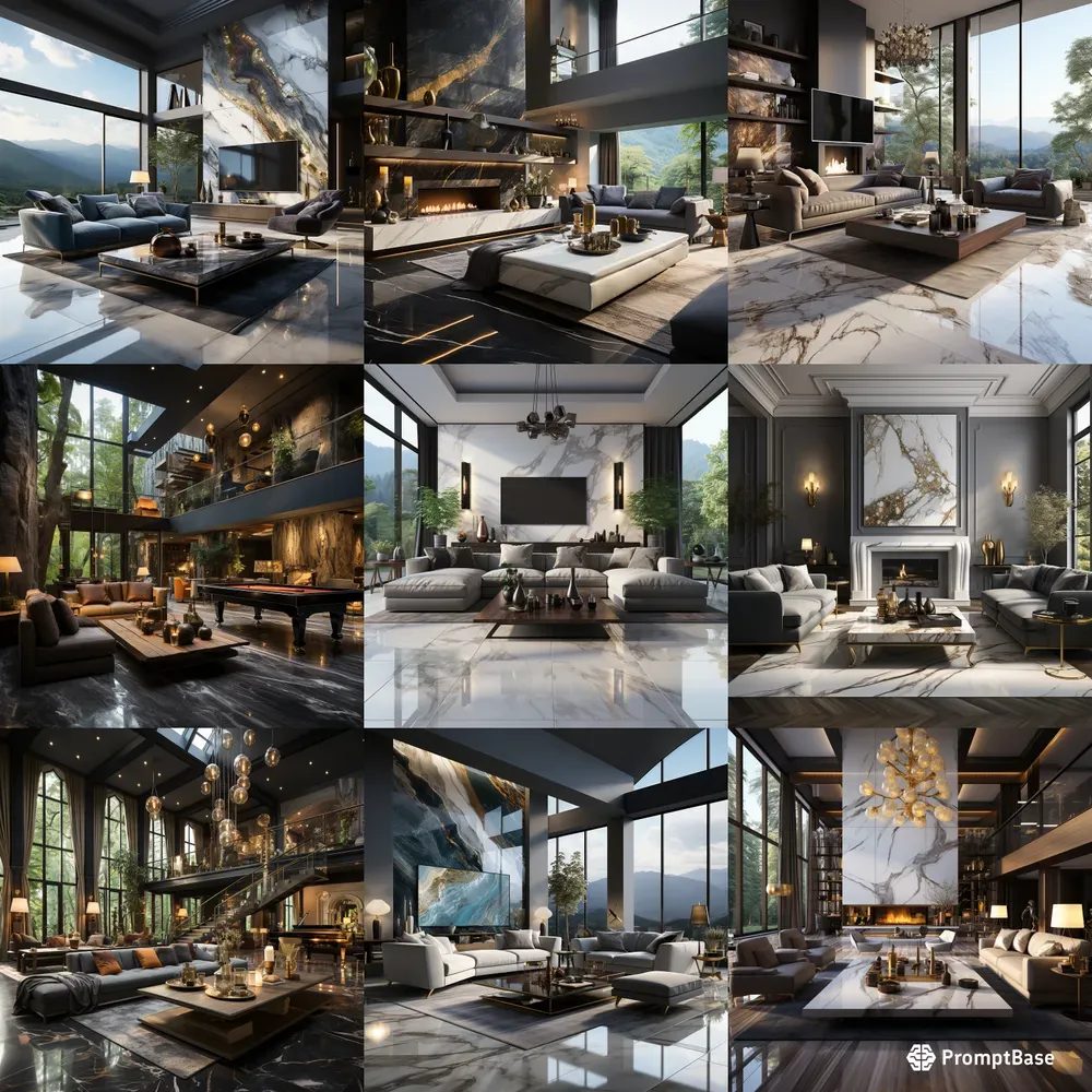 Luxurious Living Rooms Midjourney Prompt | PromptBase