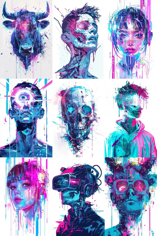 Quirky Acid Anime Cyber Glitch Pfp Images Midjourney Prompt | PromptBase