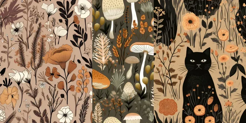 Autumnal Cottagecore Seamless Patterns Midjourney Prompt | PromptBase