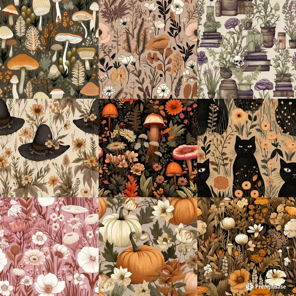 Autumnal Cottagecore Seamless Patterns Midjourney Prompt | PromptBase